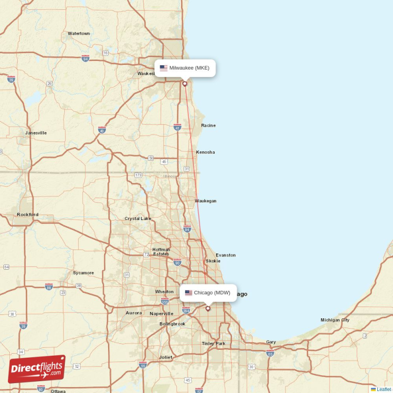 Direct flights from Chicago to Milwaukee, MDW to MKE non-stop ...