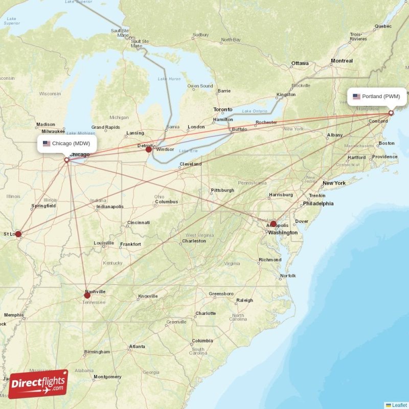 Direct flights from Chicago to Portland, MDW to PWM non-stop ...
