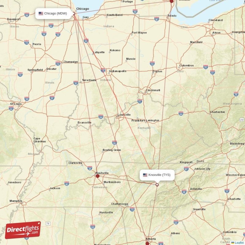 Direct flights from Chicago to Knoxville, MDW to TYS non-stop ...