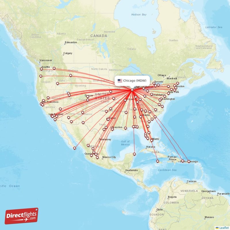 Direct flights from Chicago - 98 destinations - MDW, USA ...