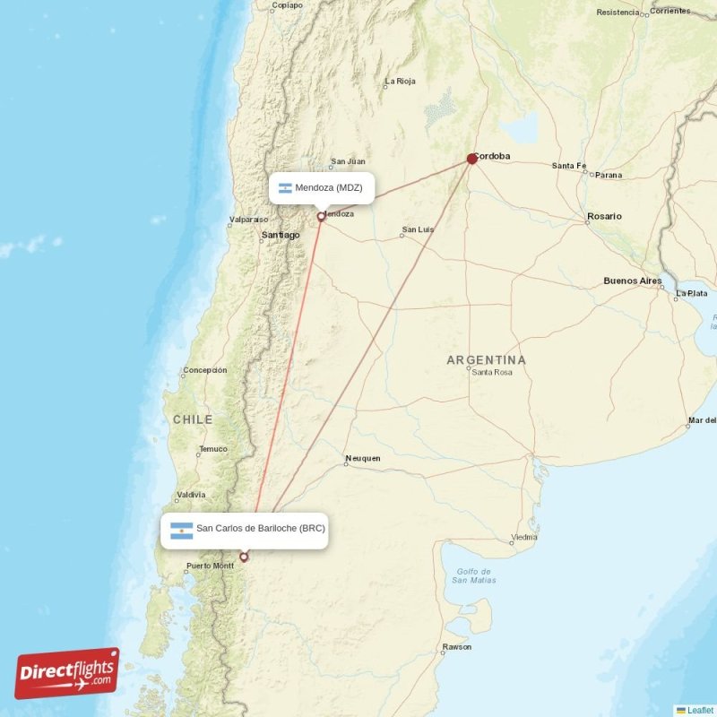 Direct flights from Mendoza to San Carlos de Bariloche, MDZ to BRC non ...