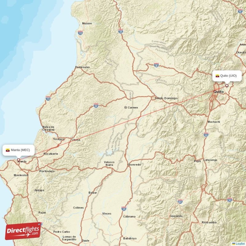Direct flights from Manta to Quito, MEC to UIO non-stop - Directflights.com
