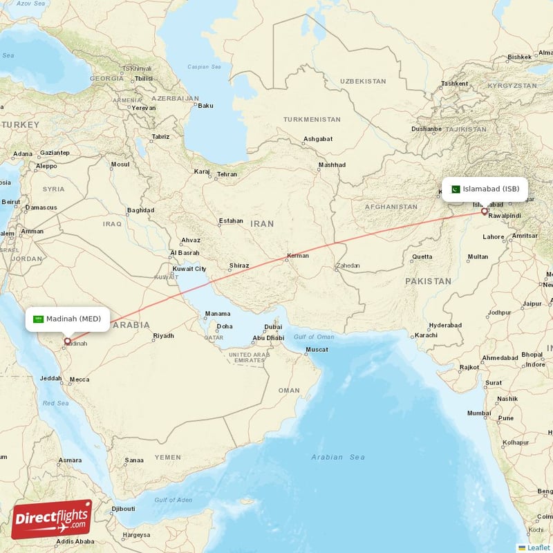 Direct flights from Madinah to Islamabad, MED to ISB non-stop - Directflights.com