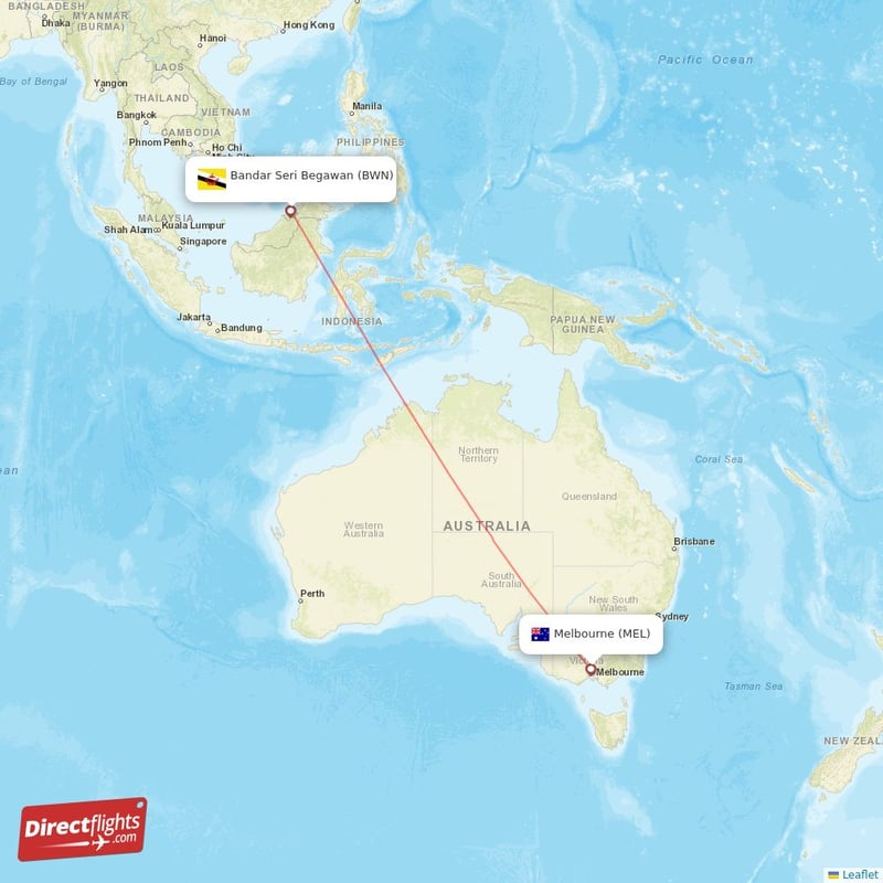 Direct flights from Melbourne to Bandar Seri Begawan, MEL to BWN non-stop - Directflights.com