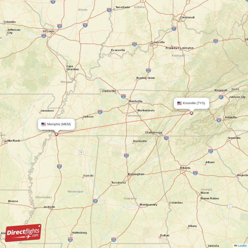 Direct flights from Memphis to Knoxville, MEM to TYS non-stop ...
