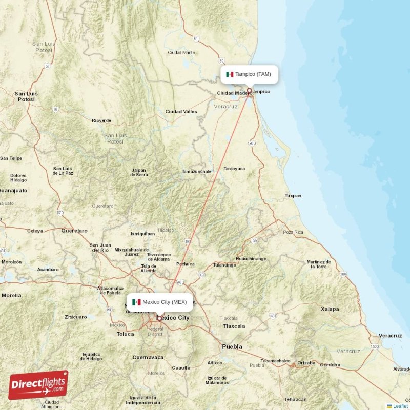 Direct flights from Mexico City to Tampico (MEX-TAM) - Directflights.com