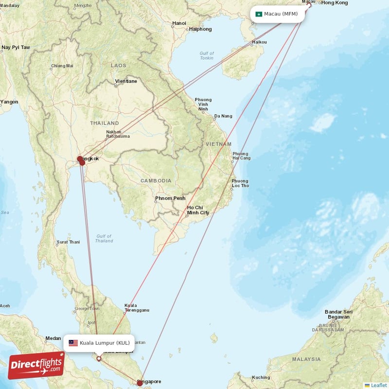 Direct flights from Macau to Kuala Lumpur, MFM to KUL non-stop - Directflights.com