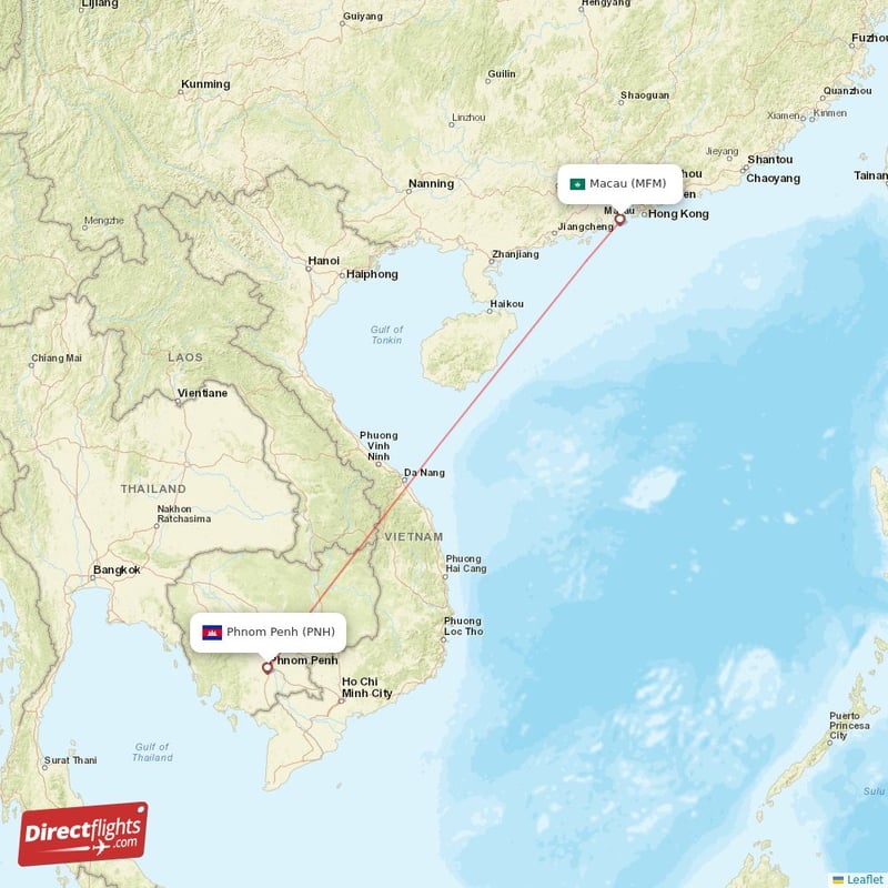 Direct flights from Macau to Phnom Penh, MFM to PNH non-stop - Directflights.com