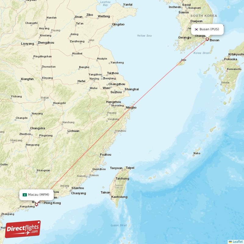 Direct flights from Macau to Busan (MFM-PUS) - Directflights.com
