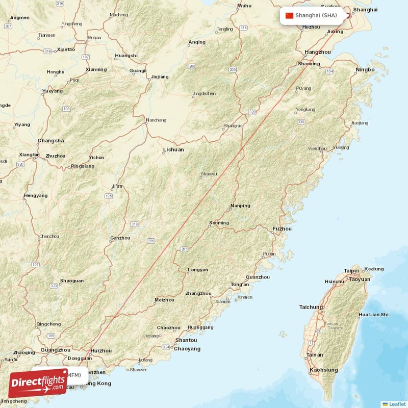 Direct flights from Macau to Shanghai, MFM to SHA non-stop ...