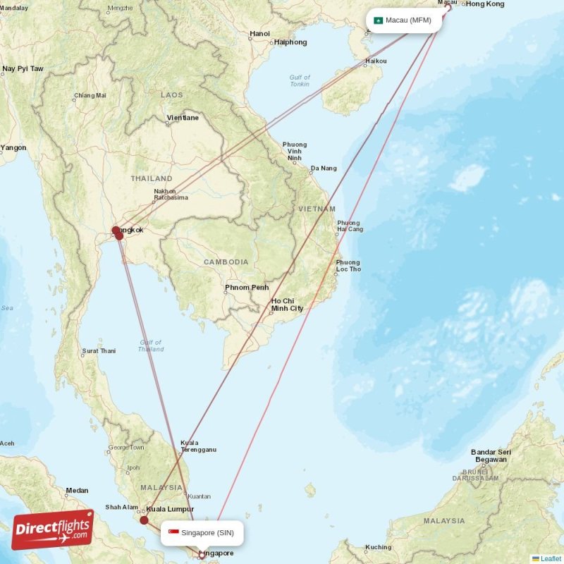 Direct flights from Macau to Singapore (MFM-SIN) - Directflights.com