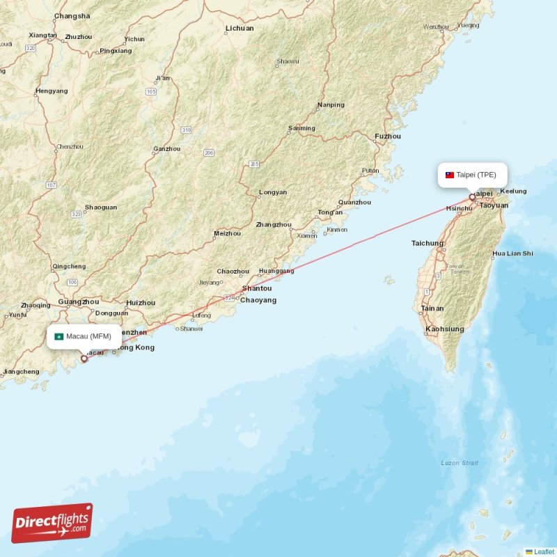 Direct flights from Macau to Taipei (MFM-TPE) - Directflights.com
