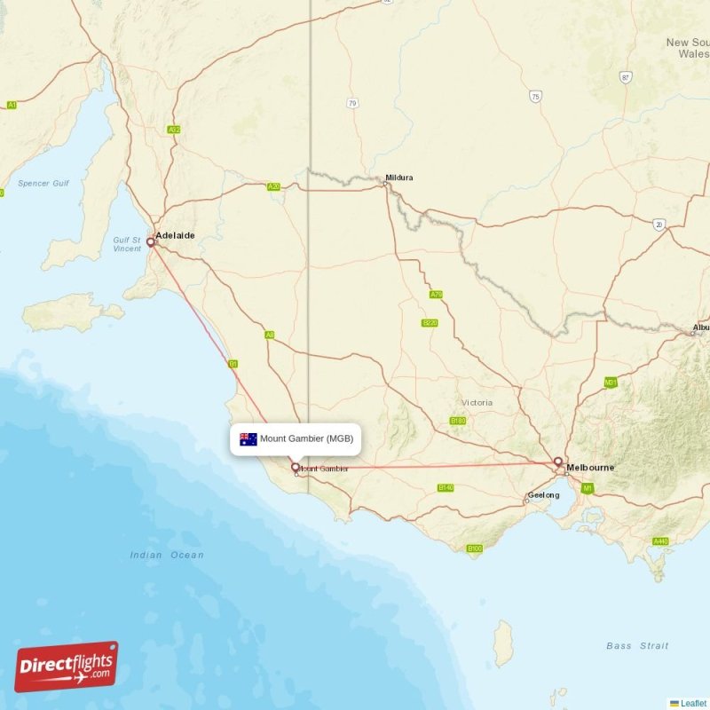 Direct flights from Mount Gambier - 2 destinations - MGB, Australia ...