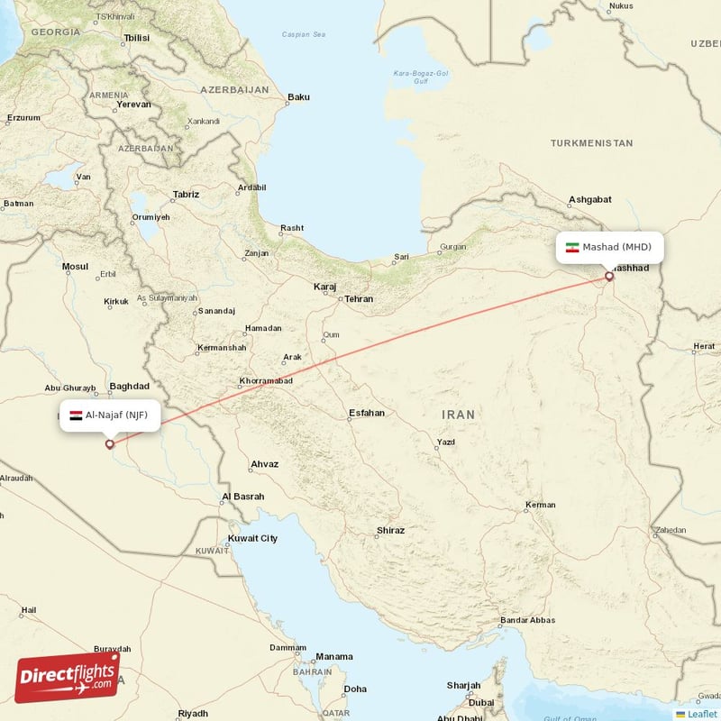 Direct flights from Mashad to Al-Najaf, MHD to NJF non-stop - Directflights.com
