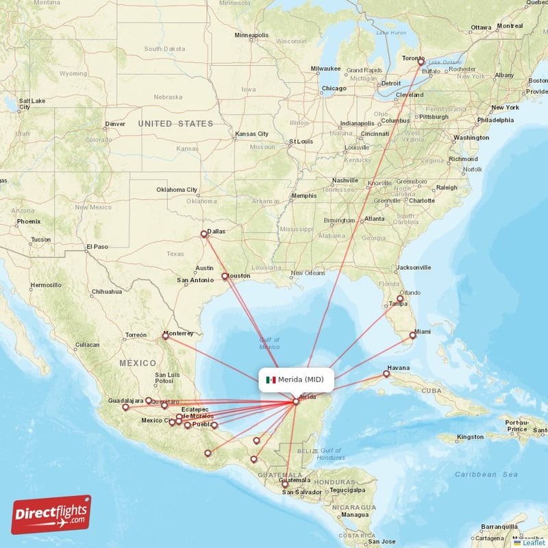 Direct flights from Merida - 20 destinations - MID, Mexico ...