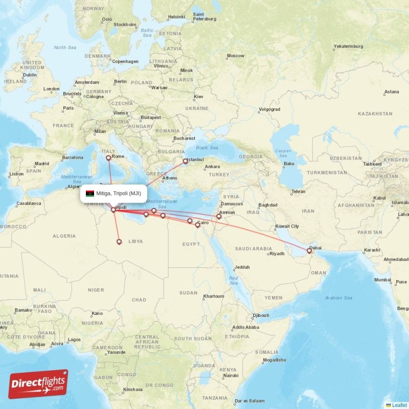 Direct flights from Mitiga, Tripoli - 15 destinations - MJI, Libya ...