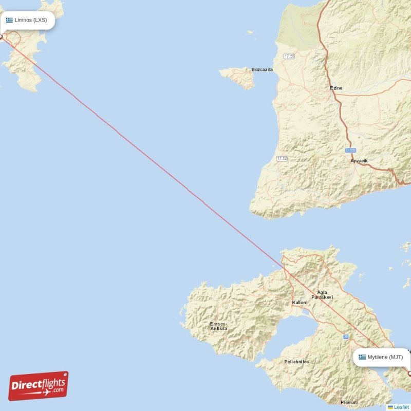 Direct flights from Mytilene to Limnos (MJT-LXS) - Directflights.com