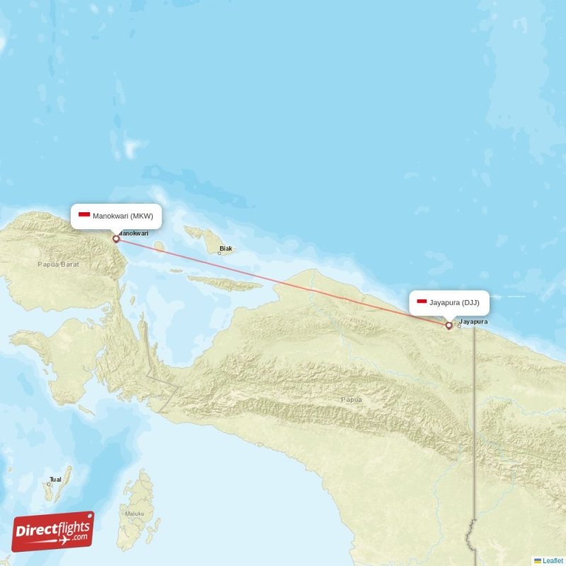 Direct flights from Manokwari to Jayapura, MKW to DJJ non-stop ...