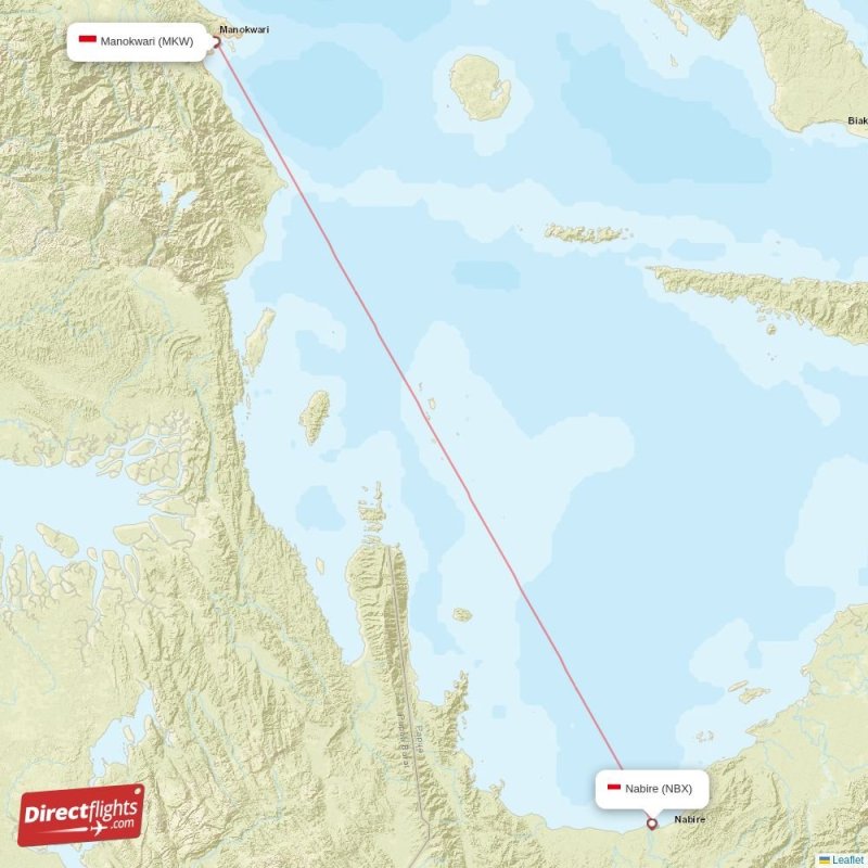 Direct flights from Nabire to Manokwari, NBX to MKW non-stop ...