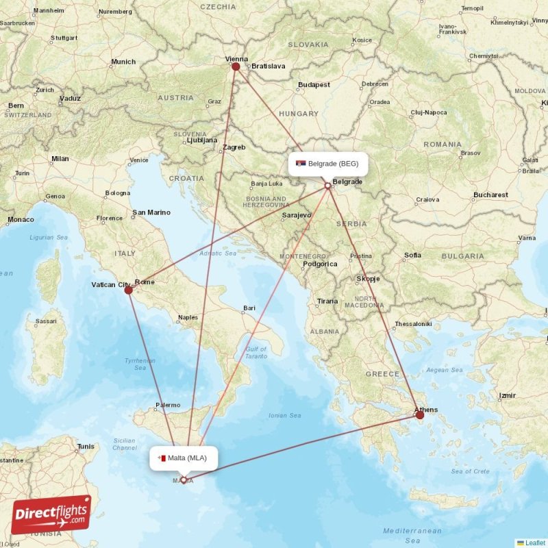 Direct flights from Malta to Belgrade, MLA to BEG non-stop ...