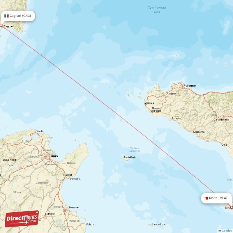 Direct flights from Malta to Cagliari, MLA to CAG non-stop - Directflights.com