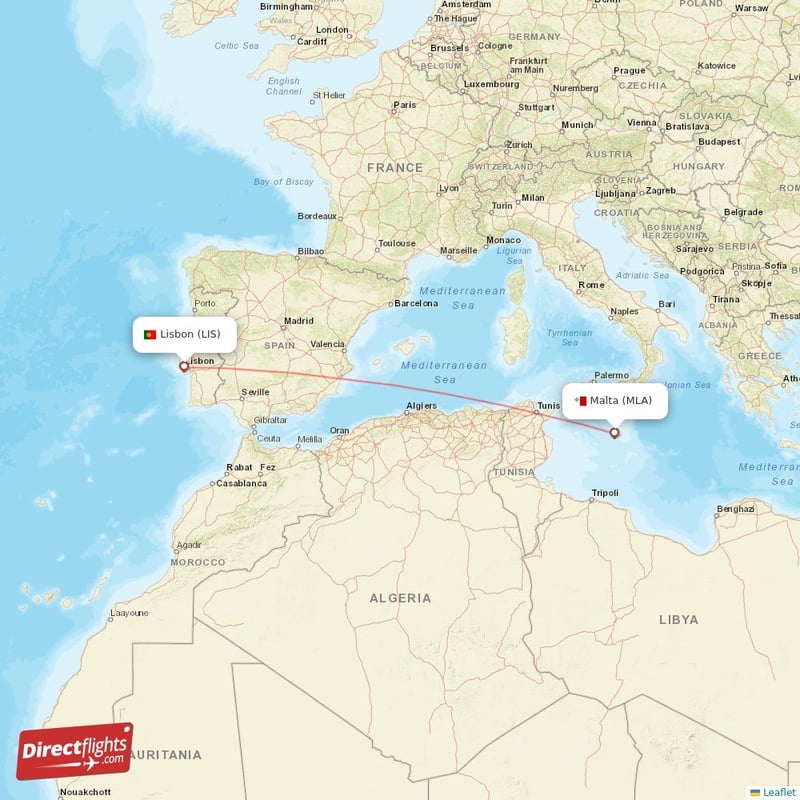 Direct flights from Malta to Lisbon, MLA to LIS non-stop - Directflights.com