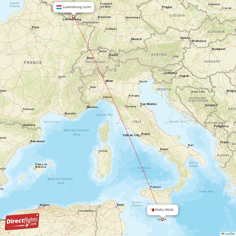 Direct flights from Malta to Luxembourg, MLA to LUX non-stop - Directflights.com