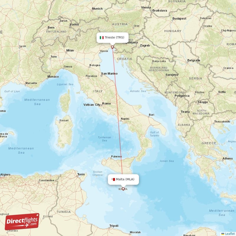 Direct flights from Malta to Trieste, MLA to TRS non-stop - Directflights.com