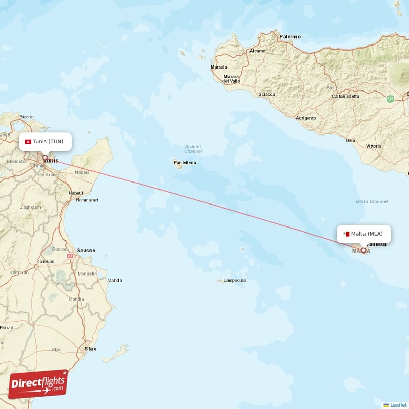 Direct flights from Malta to Tunis, MLA to TUN non-stop - Directflights.com
