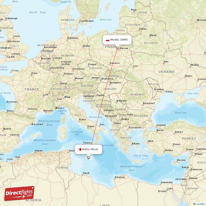 Direct flights from Malta to Modlin, MLA to WMI non-stop - Directflights.com
