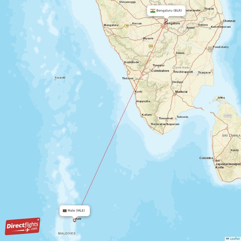 Direct flights from Male to Bengaluru, MLE to BLR non-stop - Directflights.com