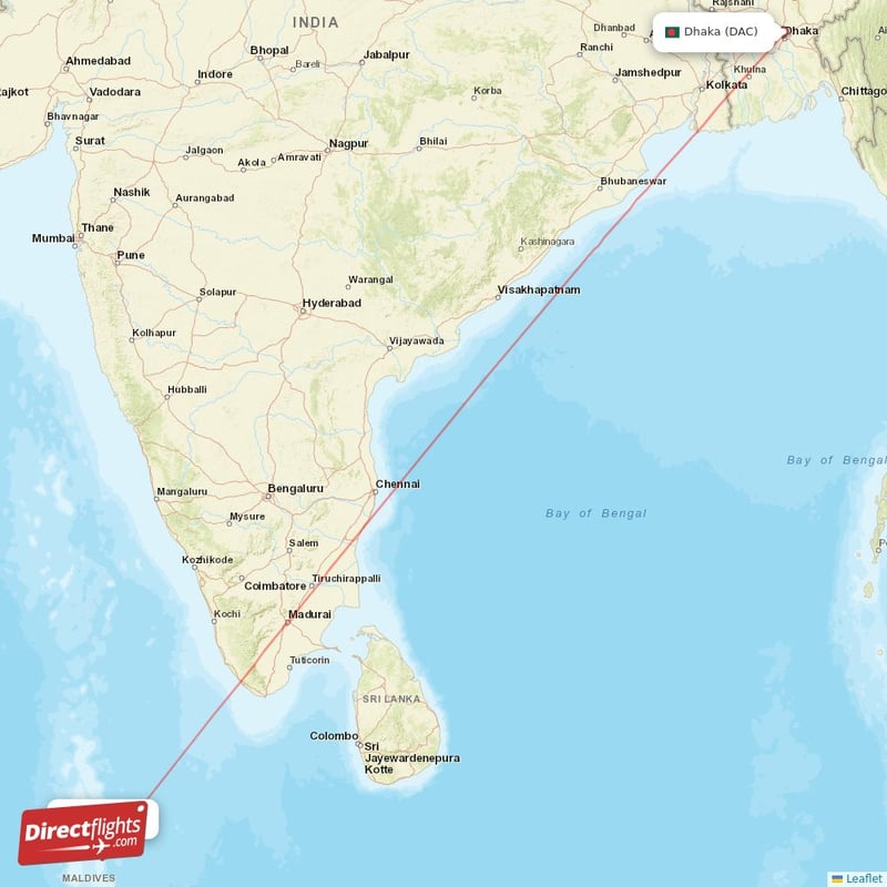 Direct flights from Male to Dhaka, MLE to DAC non-stop - Directflights.com