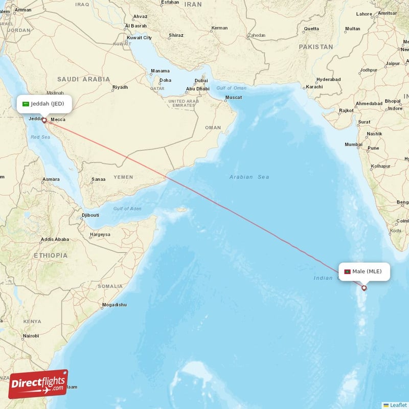 Direct flights from Male to Jeddah, MLE to JED non-stop - Directflights.com