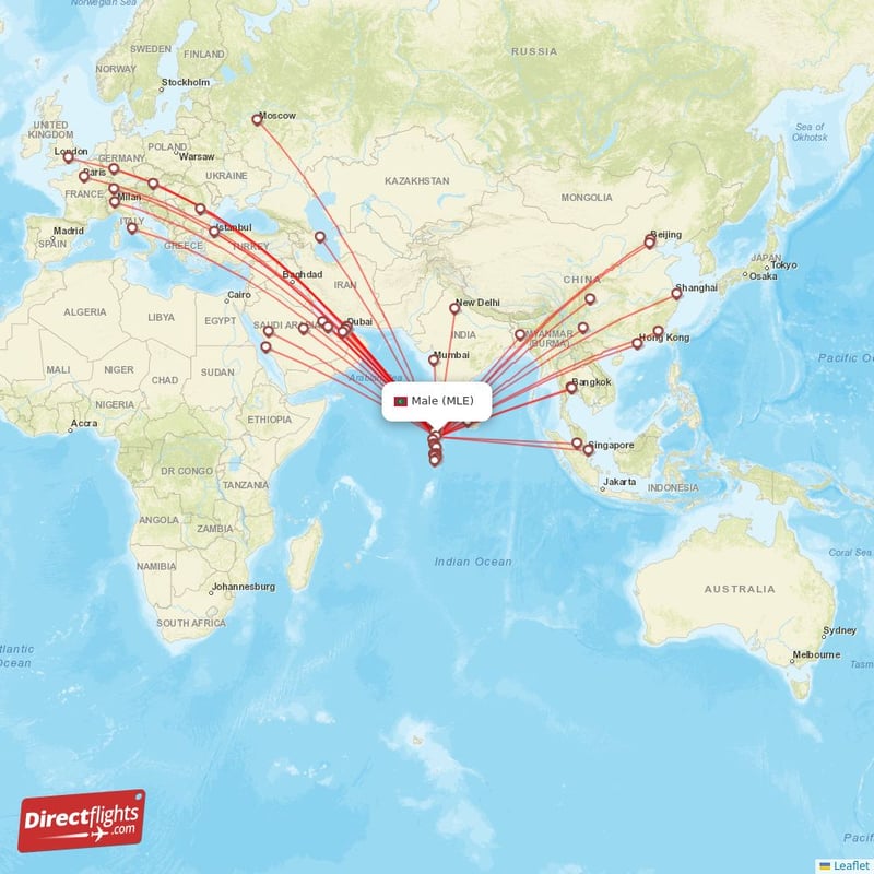 Direct flights to Male - MLE, Maldives - Directflights.com