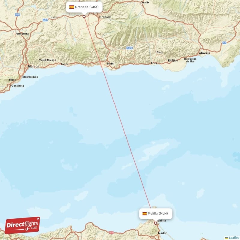 Direct flights from Melilla to Granada, MLN to GRX non-stop ...