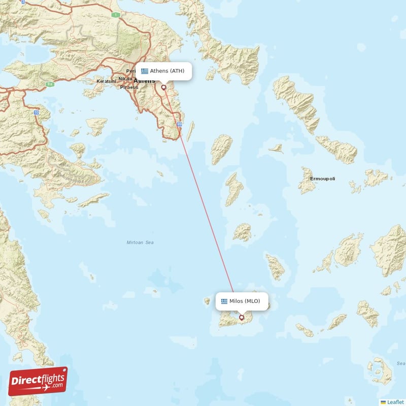Direct flights from Milos to Athens, MLO to ATH non-stop - Directflights.com
