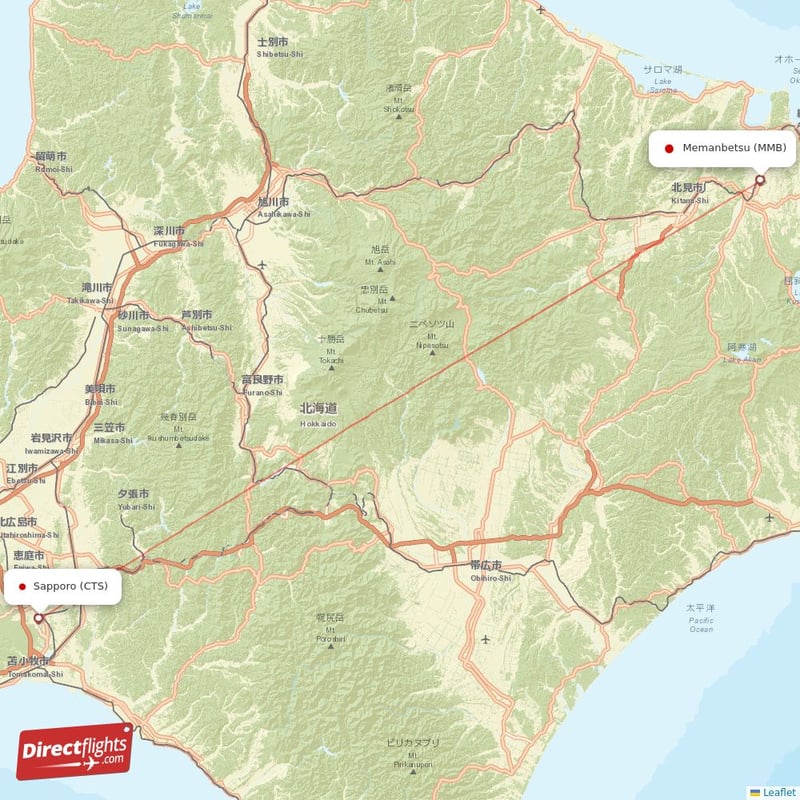 Direct flights from Memanbetsu to Sapporo, MMB to CTS non-stop - Directflights.com