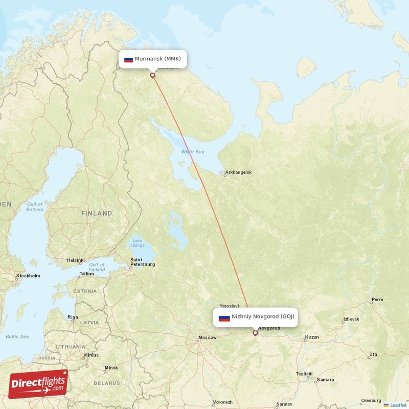 Direct flights from Murmansk to Nizhniy Novgorod, MMK to GOJ non-stop ...