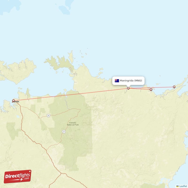 Direct flights from Maningrida - 3 destinations - MNG, Australia ...