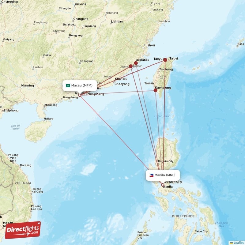 Direct flights from Manila to Macau, MNL to MFM non-stop - Directflights.com