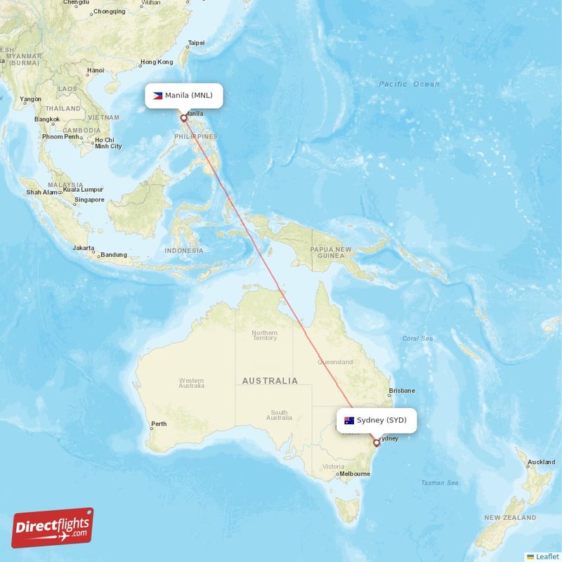 Direct flights from Manila to Sydney, MNL to SYD non-stop - Directflights.com