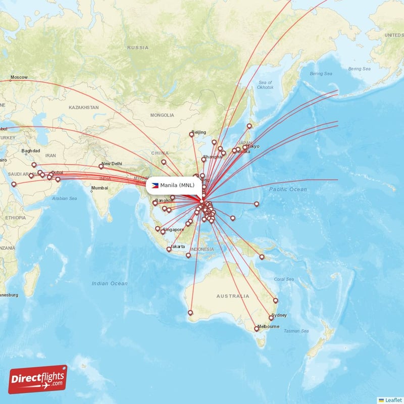 Direct flights from Manila - 91 destinations - MNL, Philippines - Directflights.com