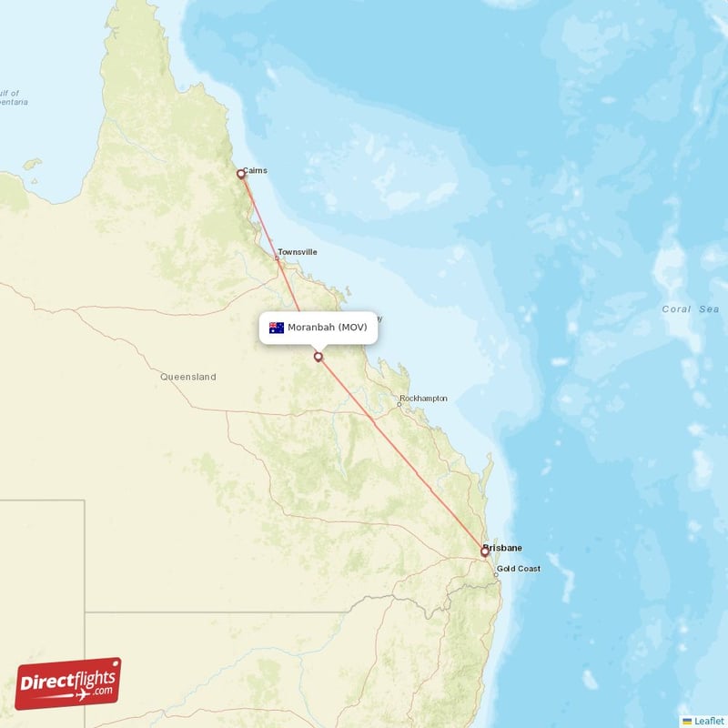 Direct flights from Moranbah - 2 destinations - MOV, Australia ...