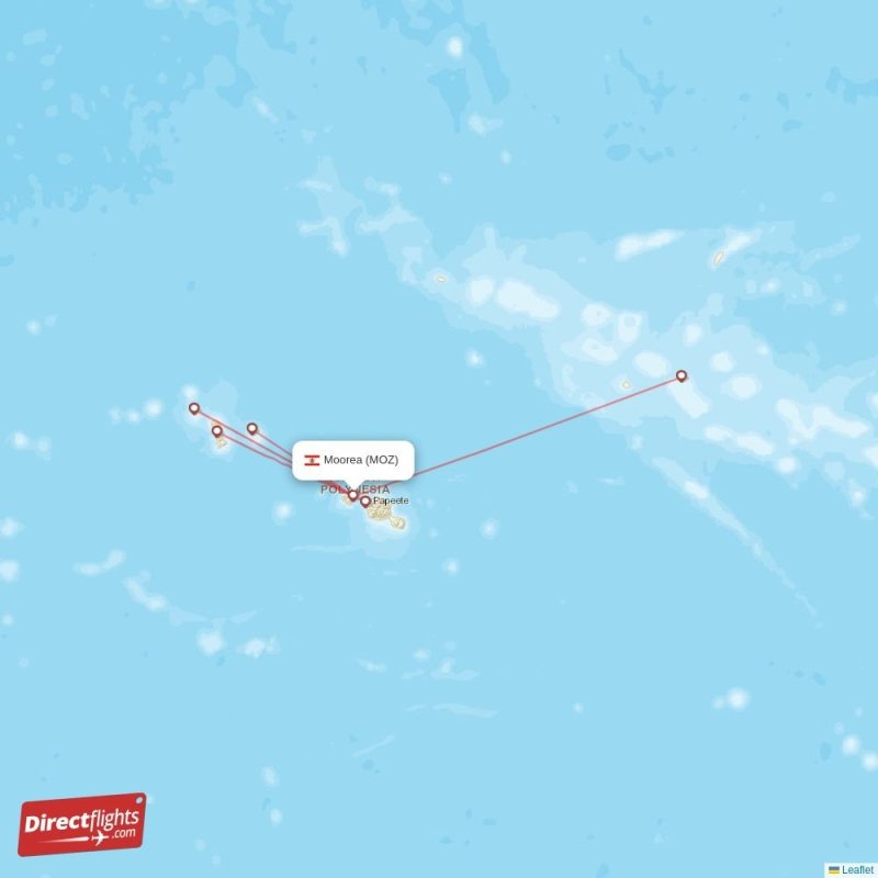 Direct flights to Moorea - MOZ, French Polynesia - Directflights.com