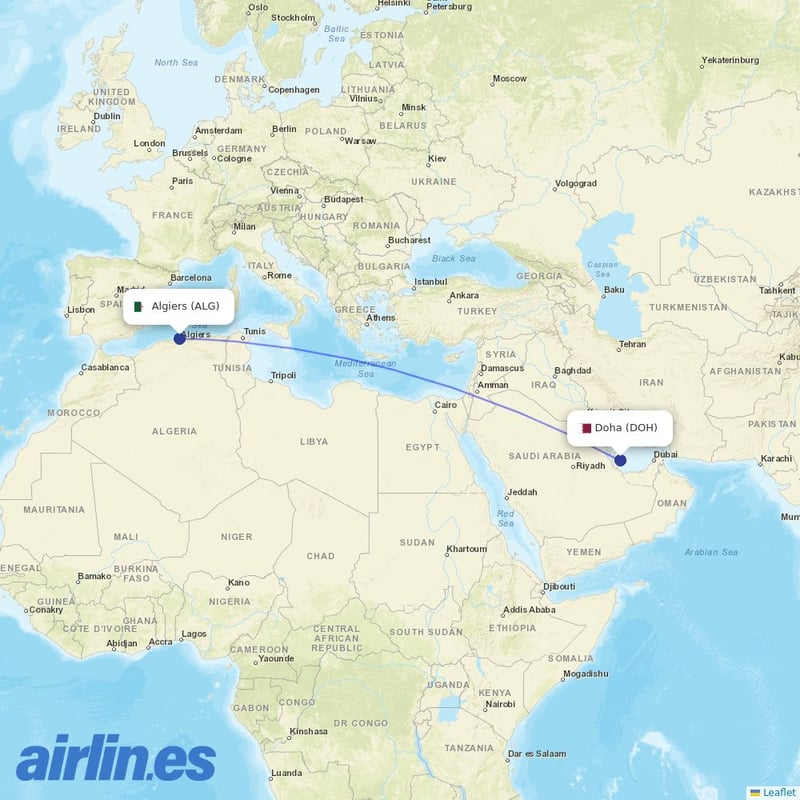 Direct flights from Montpellier to Algiers, MPL to ALG non-stop - Directflights.com