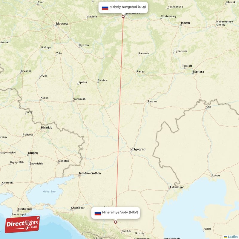 Direct flights from Mineralnye Vody to Nizhniy Novgorod, MRV to GOJ non ...