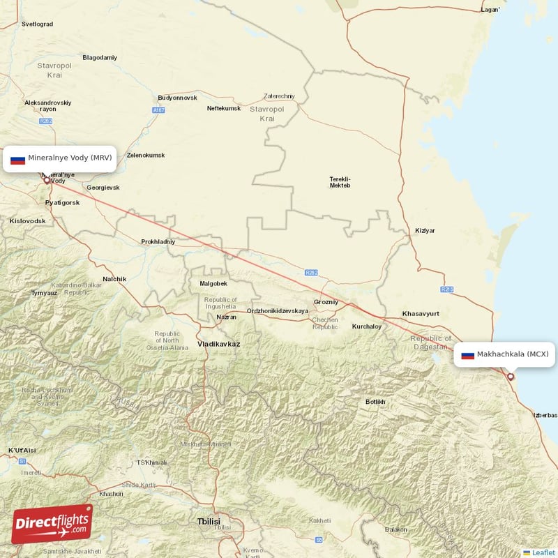 Direct flights from Mineralnye Vody to Makhachkala, MRV to MCX non-stop ...