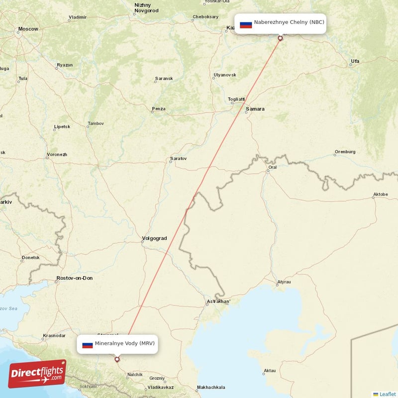 Direct flights from Mineralnye Vody to Naberezhnye Chelny, MRV to NBC ...
