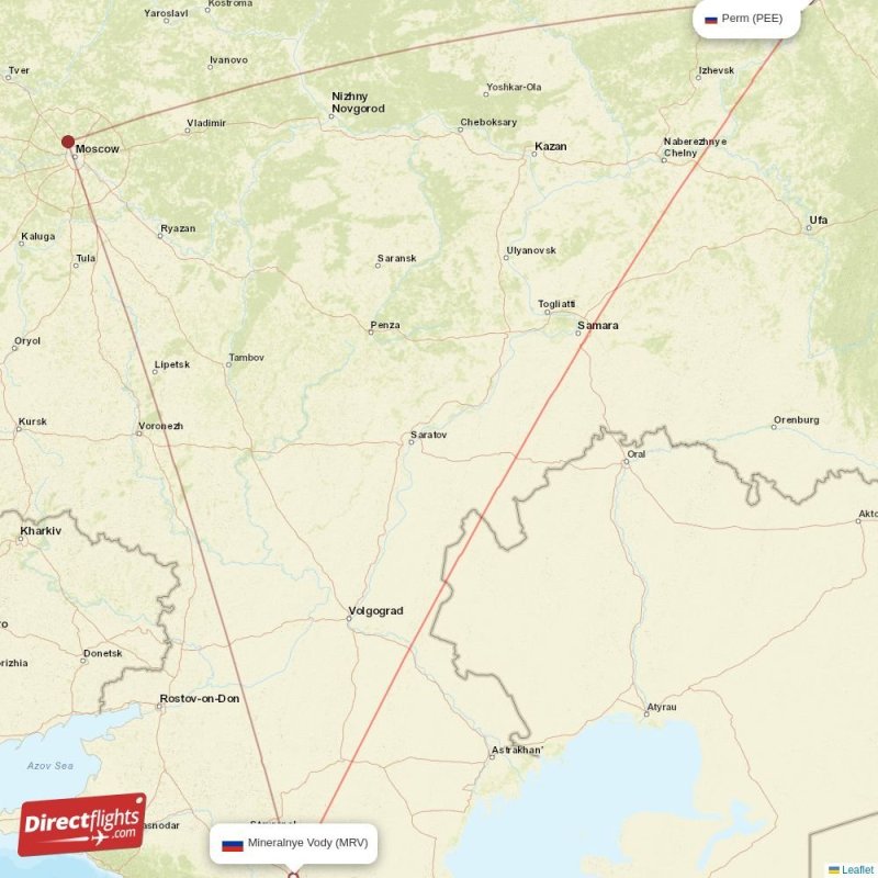 Direct flights from Mineralnye Vody to Perm, MRV to PEE non-stop ...