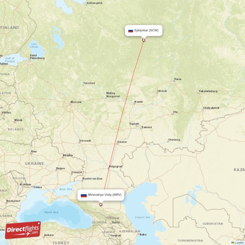 Direct flights from Mineralnye Vody to Syktyvkar, MRV to SCW non-stop ...